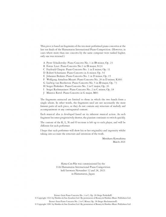 Kawashima: Hama-Con-Plex – Edition Peters Publications