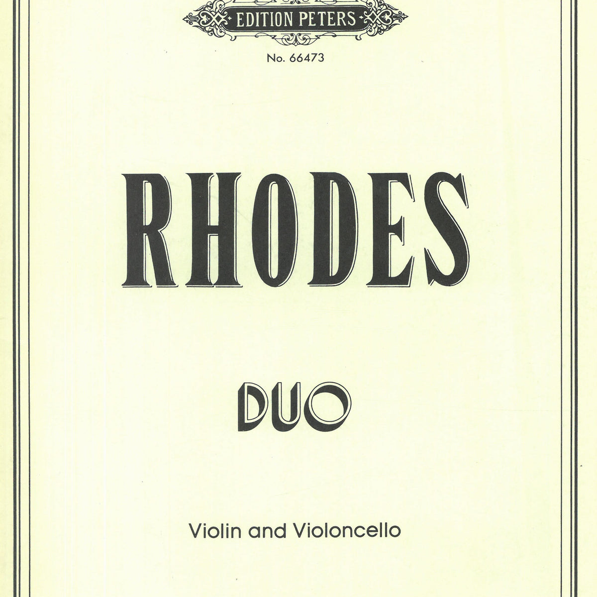 Rhodes: Duo for Violin and Cello – Edition Peters Publications
